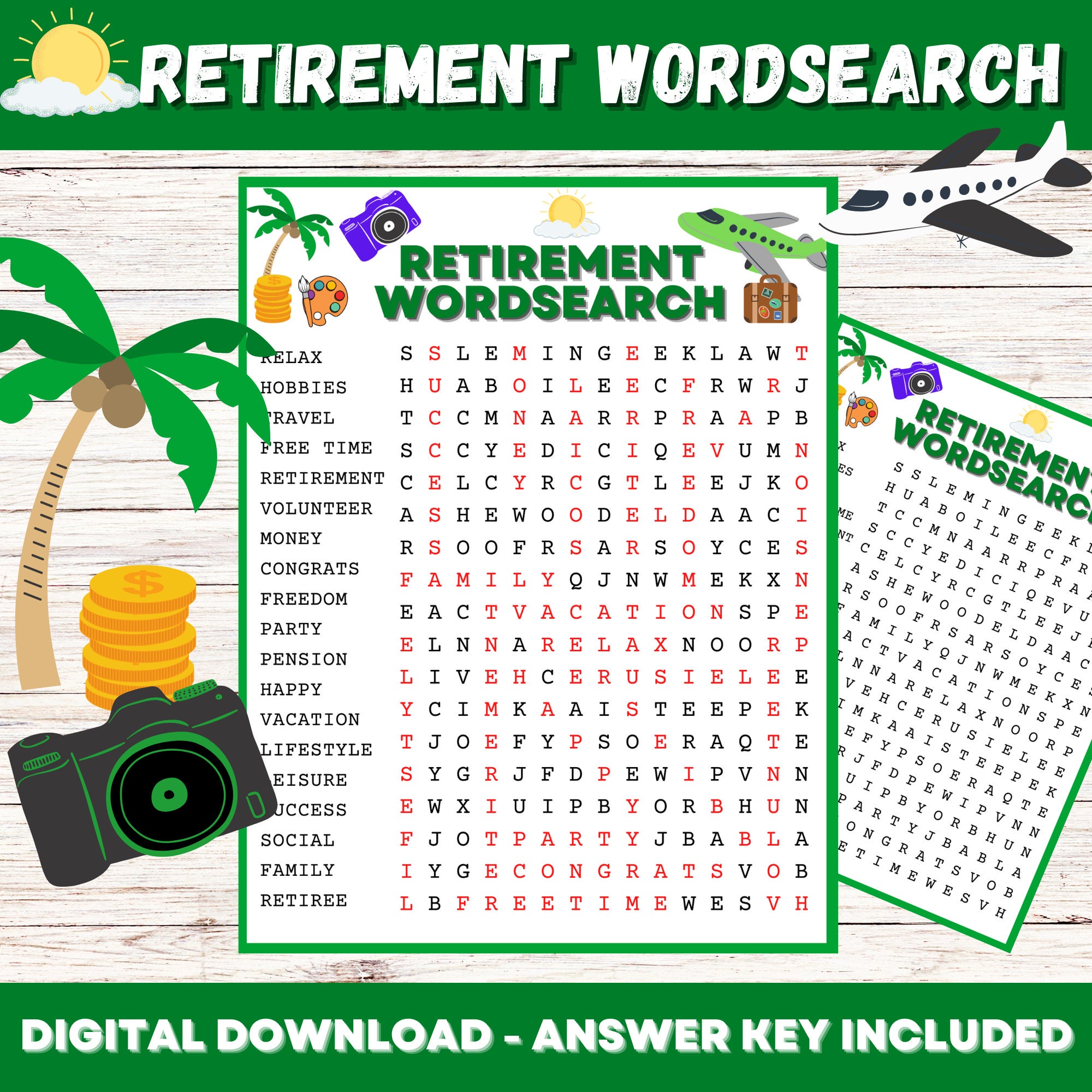 A Retirement Party Wordsearch Printable With Answers, Fun Game ...