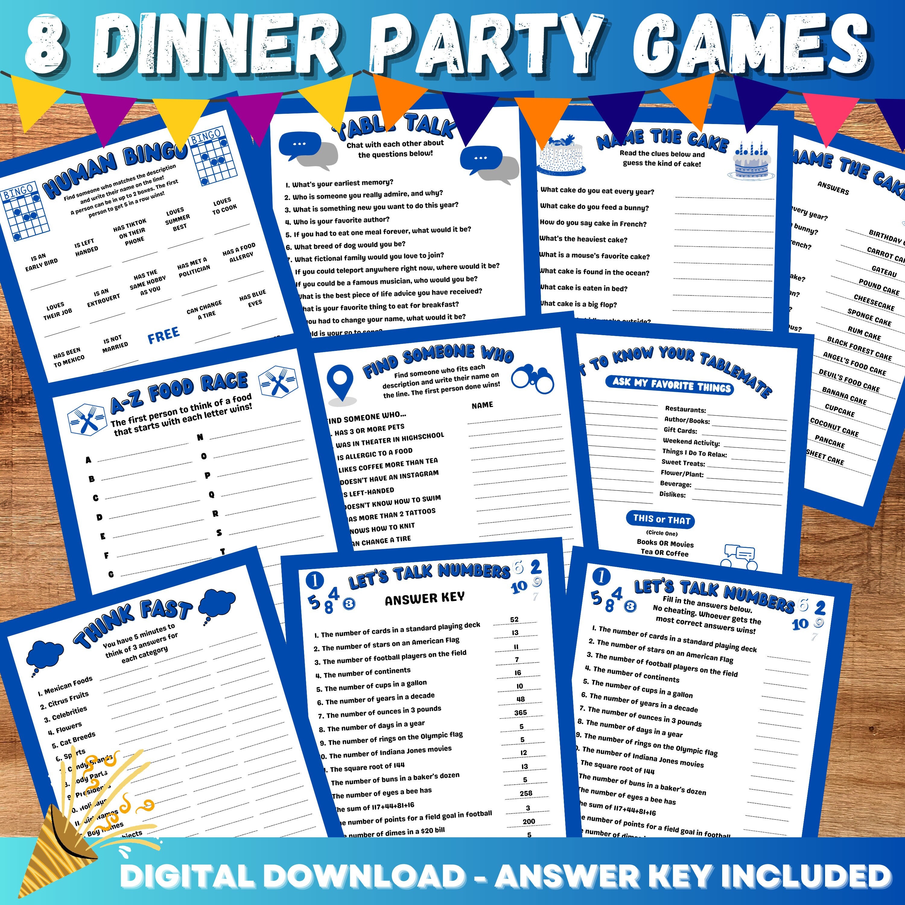 Printable Dinner Party Games, Work Party Game, Dinner Games, Office ...