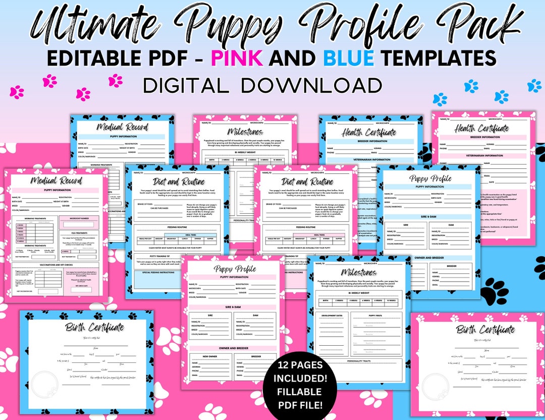 Editable Breeder Puppy Pack, Fillable Dog Breeder Records, Dog Breeder ...