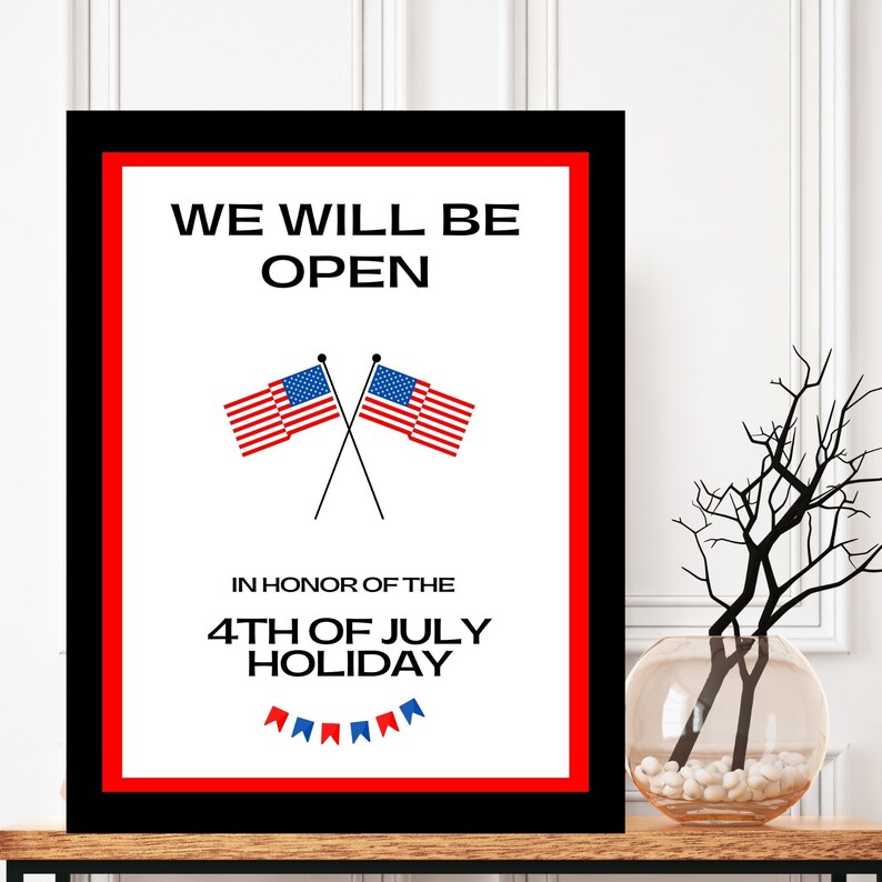 Business Printable Open/closed 4th of July Sign Pack, Closed on 4th of ...