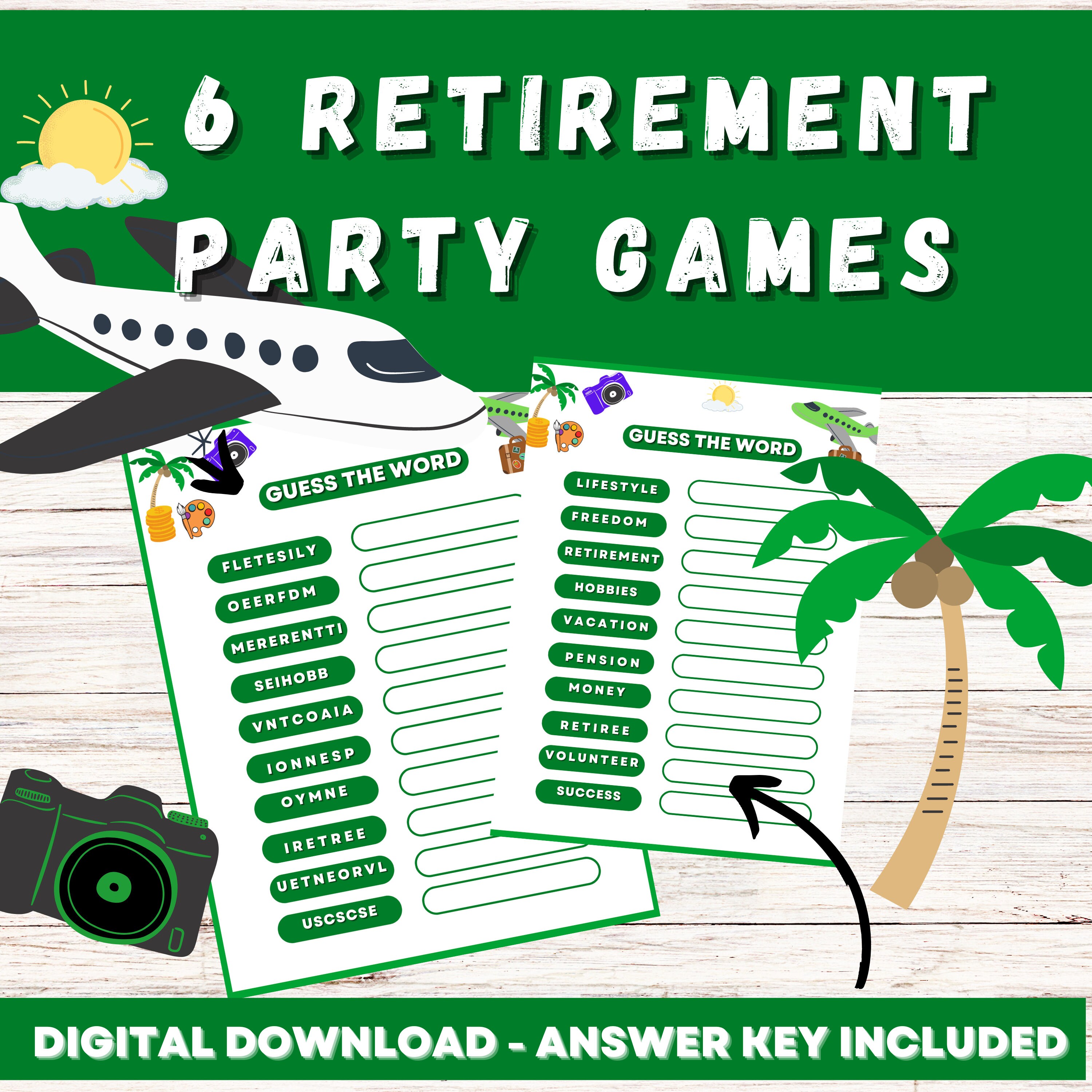 A Retirement Party Printable Game Bundle With Answers, Fun Game ...