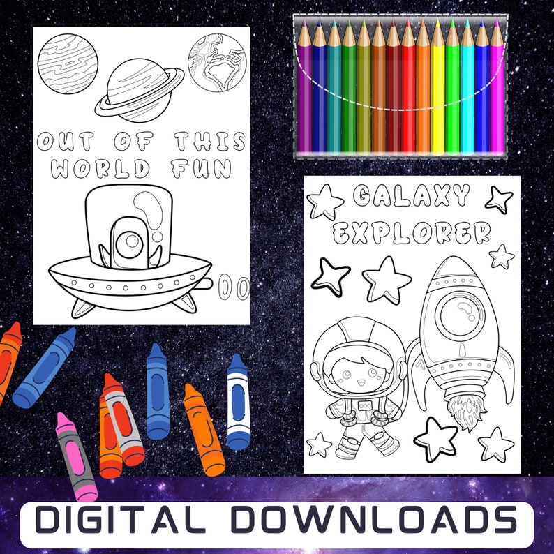 10 Outer Space and Astronaut Themed Coloring Pages, Kid's Coloring ...