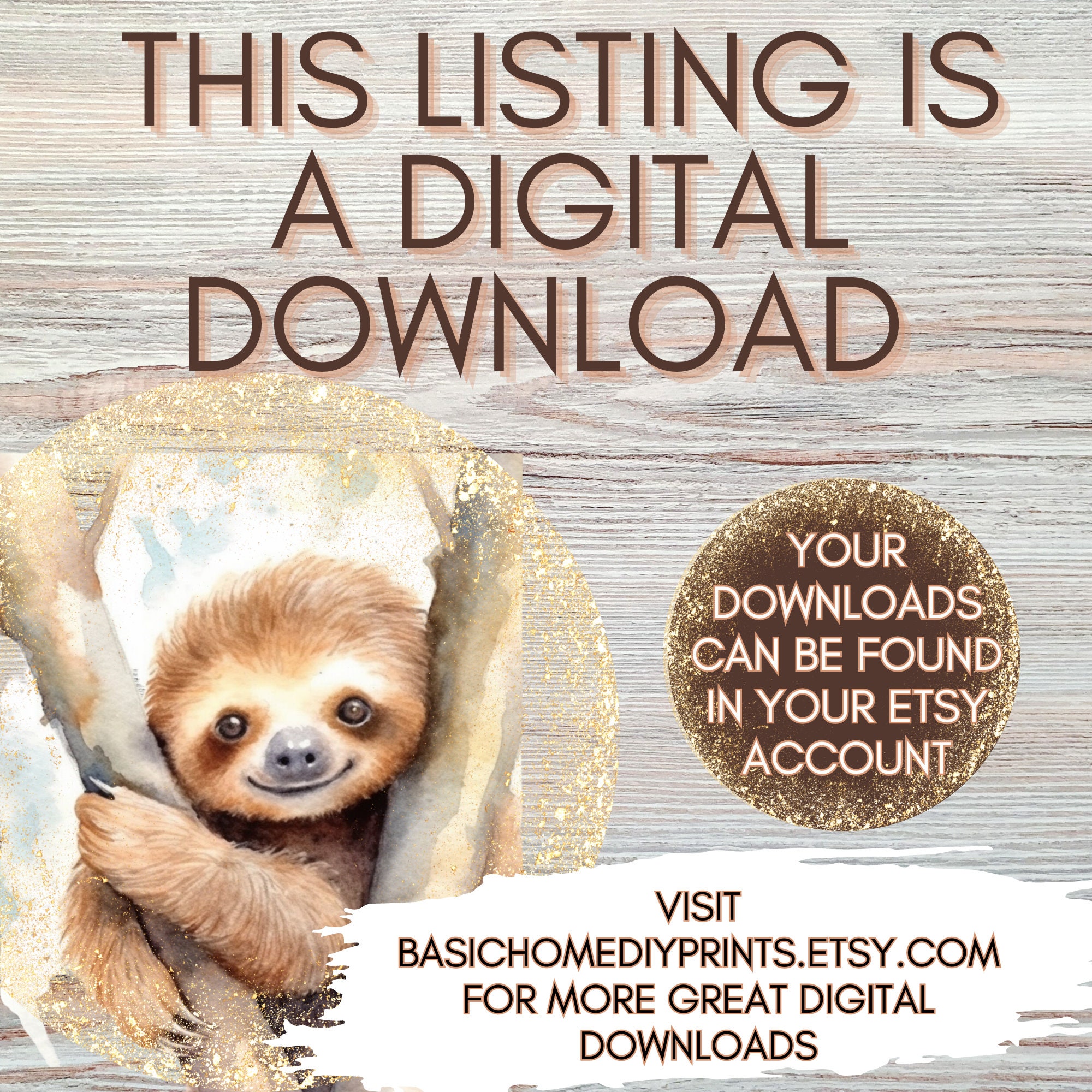 Sloth Watercolor Wall Art Set of 3, Printable Wall Art, Sloth Prints ...