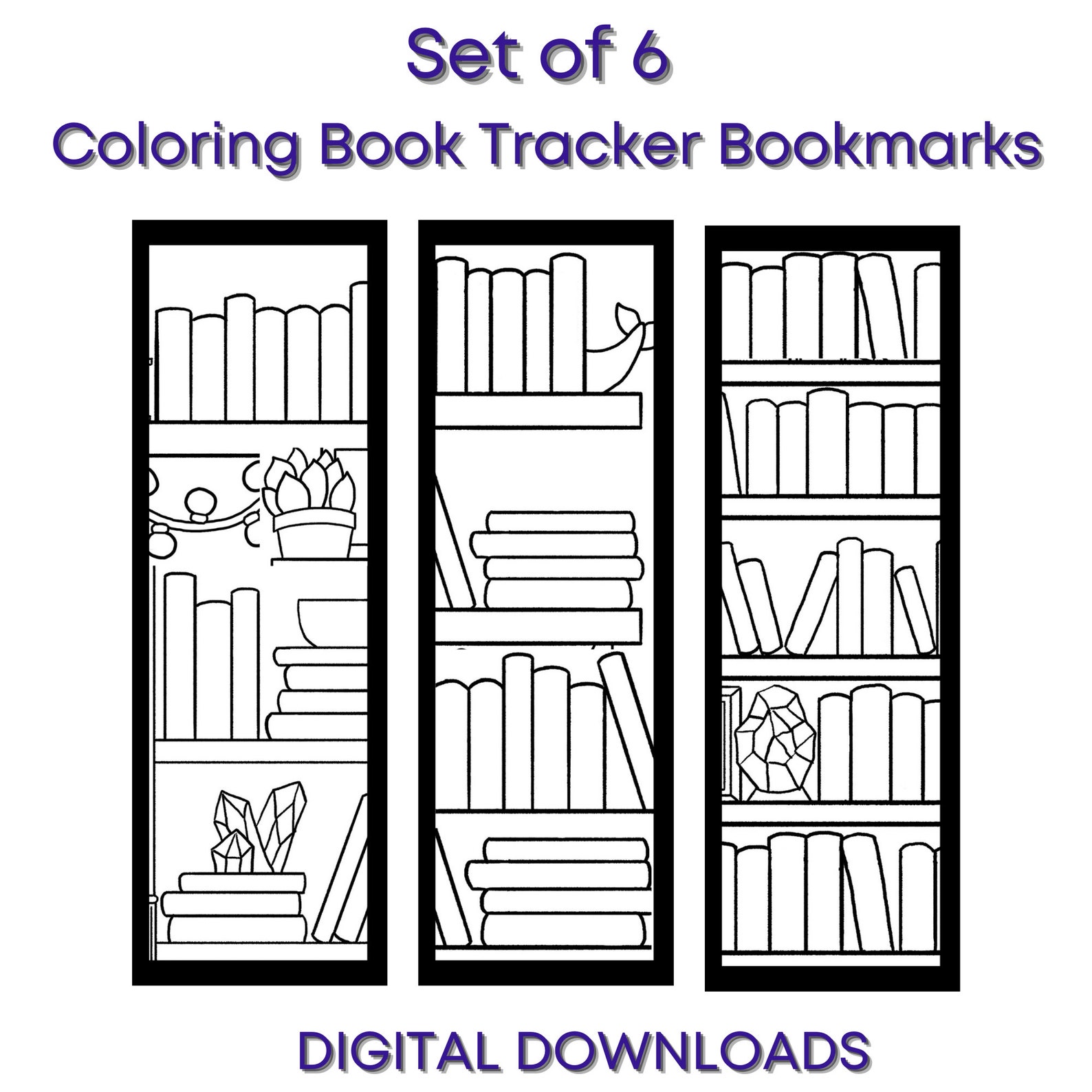 Set of 6 Downloadable Bookmarks, Printable Bookmark Book Tracker ...