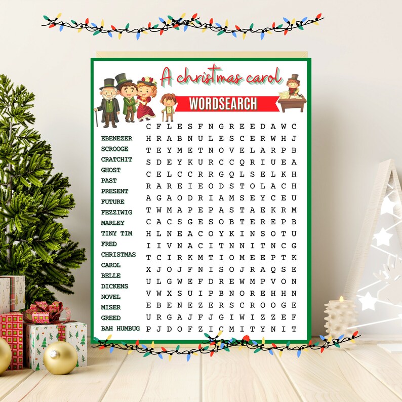 A Christmas Carol Wordsearch Printable With Answers, Fun Game, Party ...