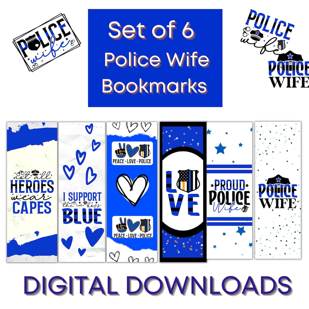 Set of 6 Police Wife Bookmarks, Police Wife Bookmarks, Bookmarks ...