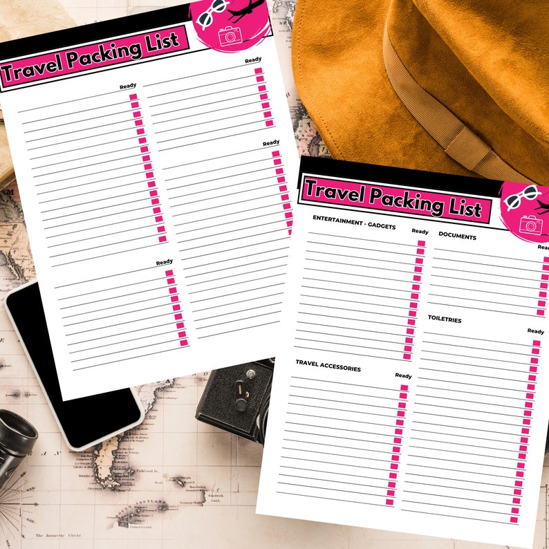 Travel Packing List Printable Instant Download Vacation Cruise
