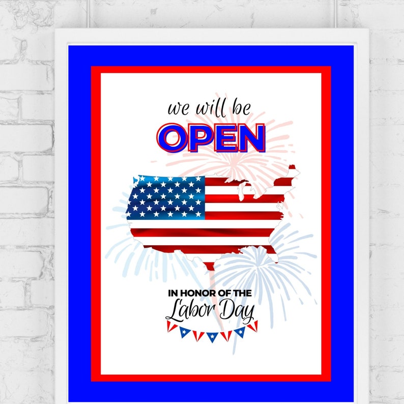 Labor Day Open/closed Business Sign Printable, Holiday Hours (PDF & JPG ...
