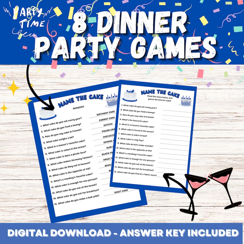 Printable Dinner Party Games, Work Party Game, Dinner Games, Office ...