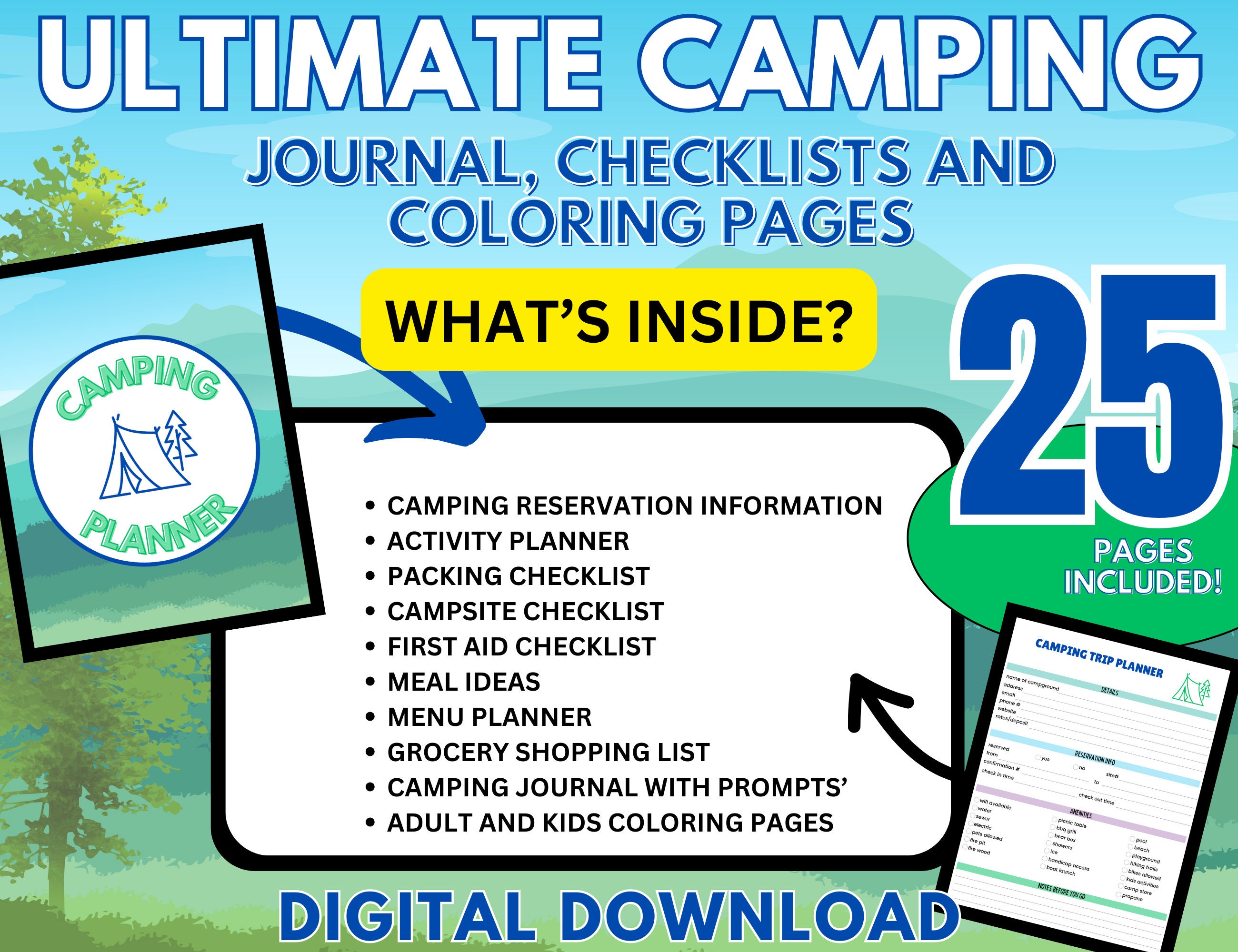Ultimate Printable Camping Journal, Camping Planner Checklist ...