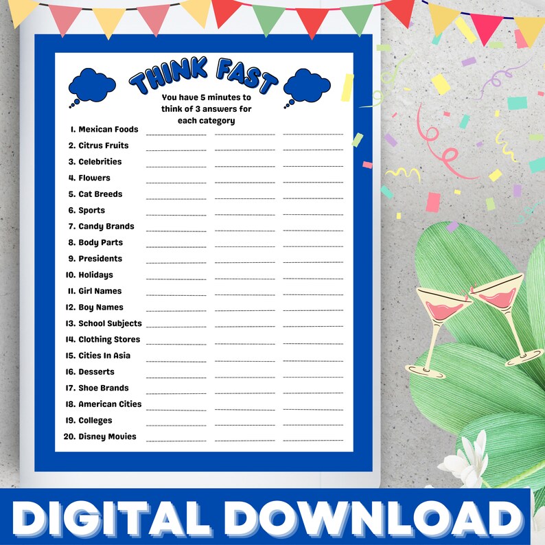 Printable Dinner Party Games, Work Party Game, Dinner Games, Office ...