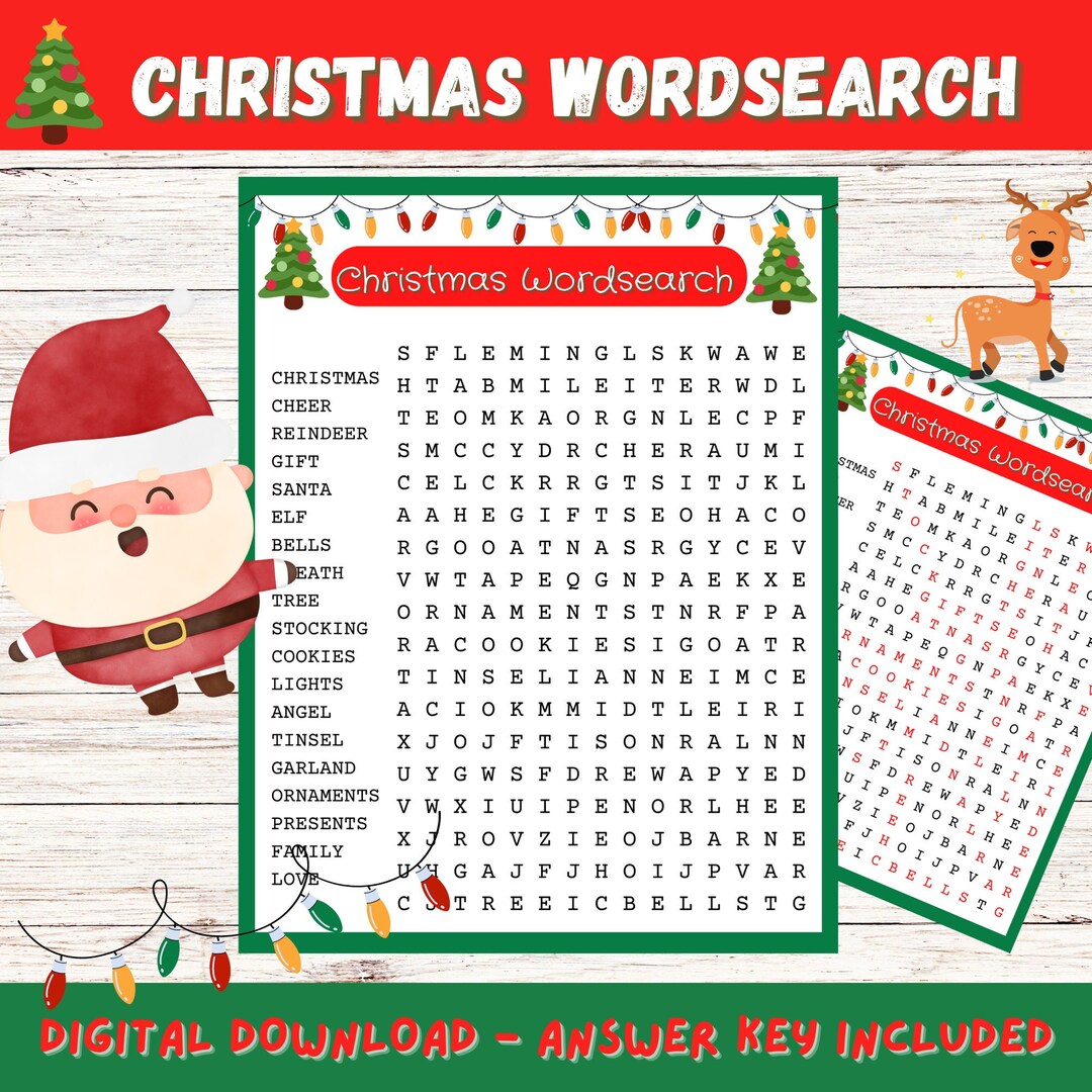 Christmas Word Search Find Game, Instant Download Printable for Kids ...