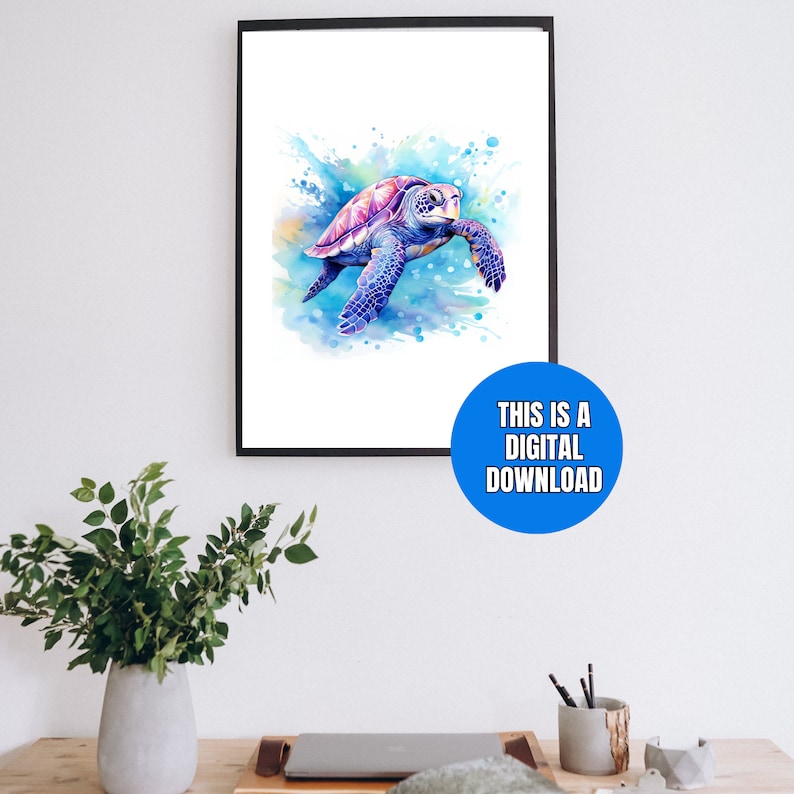 Set of 3 Printable Watercolor Ocean Sea Turtle Prints, Sea Turtle ...