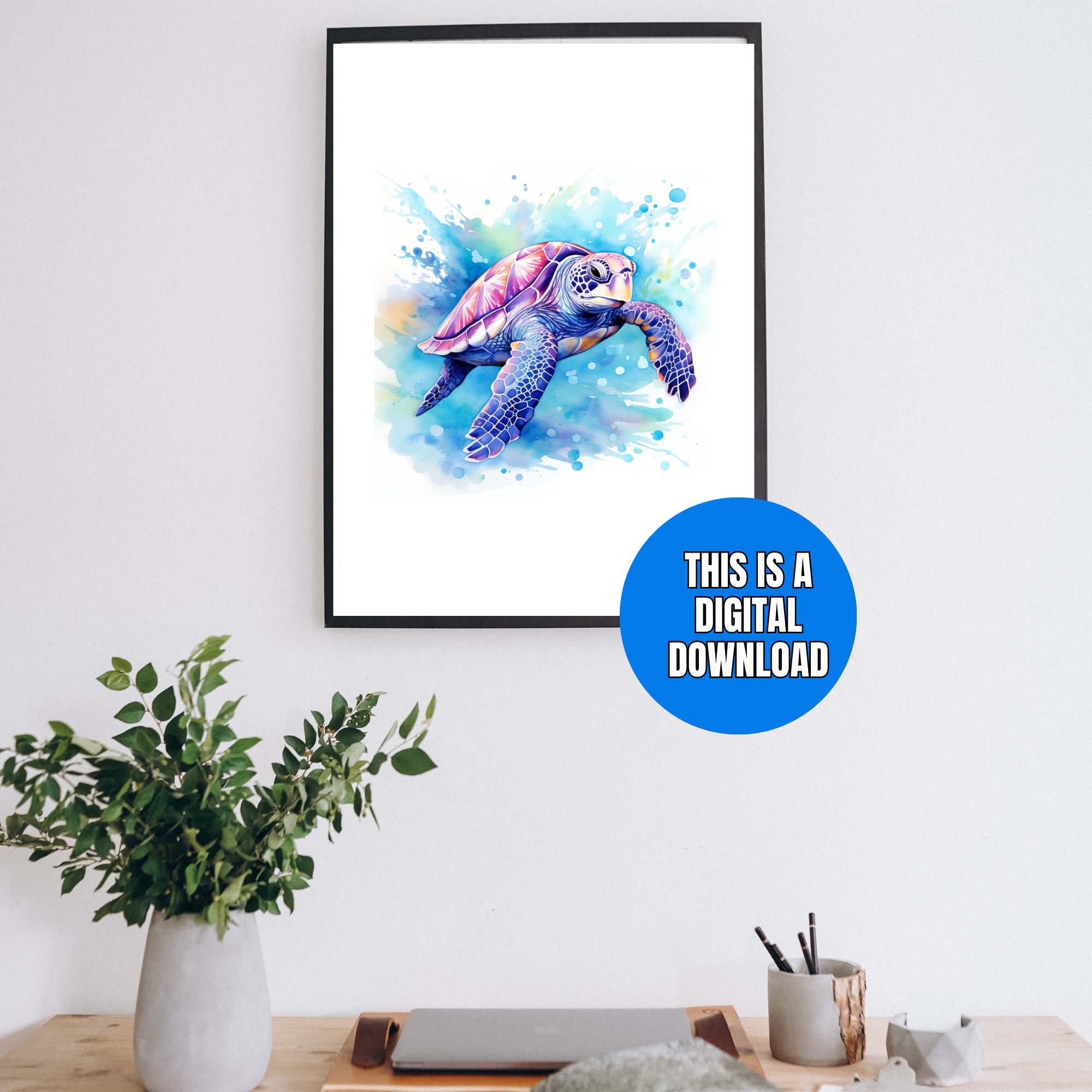 Set of 3 Printable Watercolor Ocean Sea Turtle Prints, Sea Turtle ...
