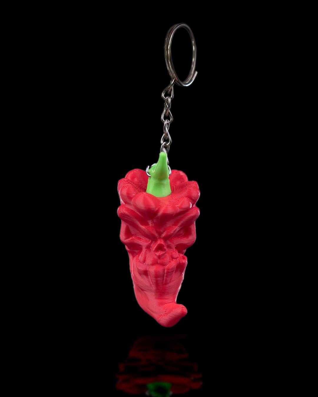 Carolina Grim Reaper Keychain - 3D Printed Fiery Skull Pepper - Hot ...
