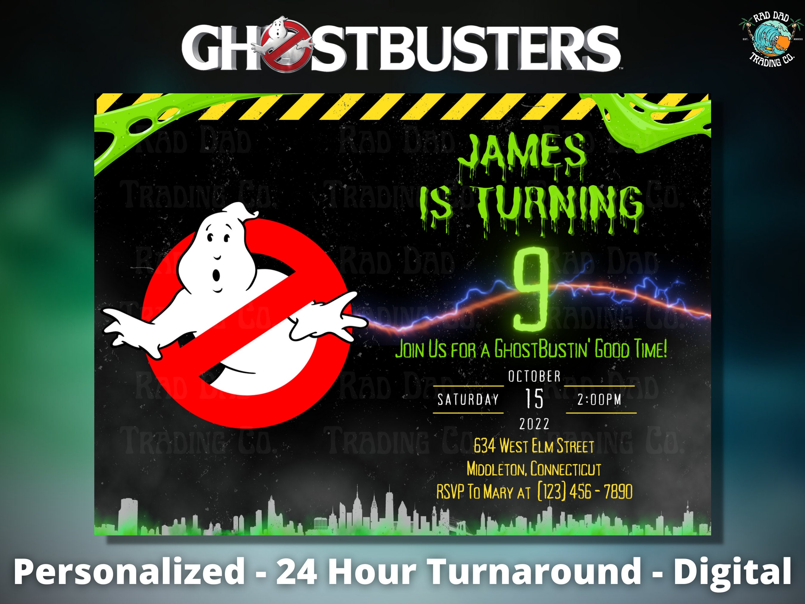 Ghostbusters Birthday Invitation Personalized Invitation - Etsy
