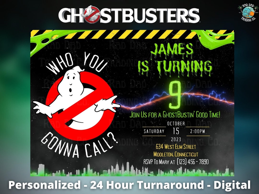 Ghostbusters Birthday Invitation - Personalized Invitation - Digital ...