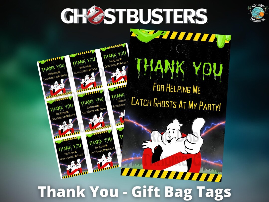 Ghostbusters Thank You Cards Gift Bag Tags and Labels- Instant Digital ...