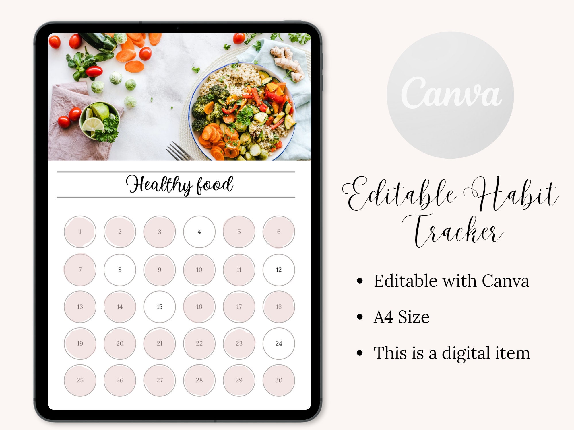 Habit Tracker Printable 30 Day Tracker Editable Canva Template - Etsy