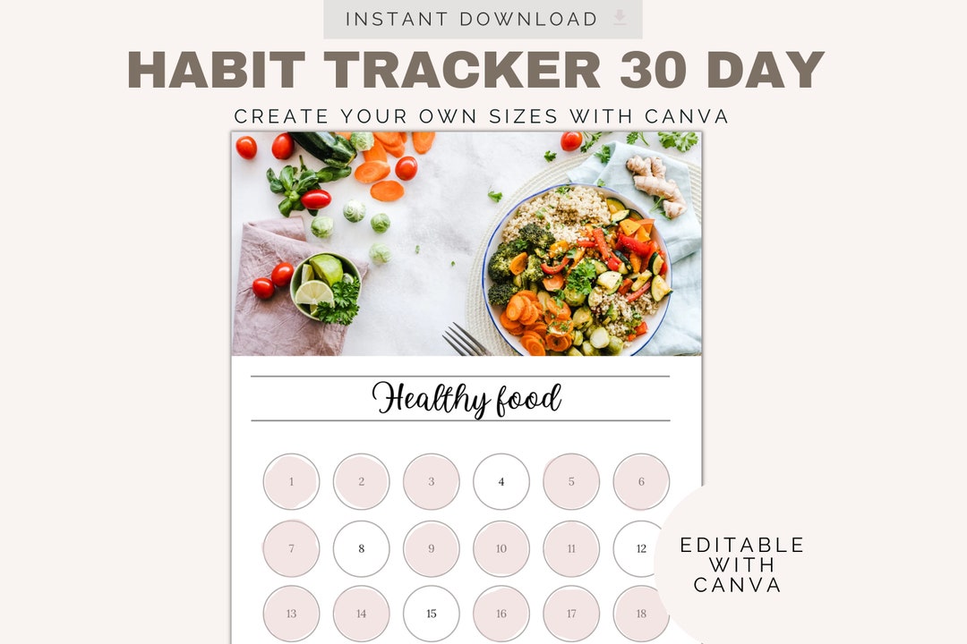 Habit Tracker Printable 30 Day Tracker Editable Canva Template - Etsy