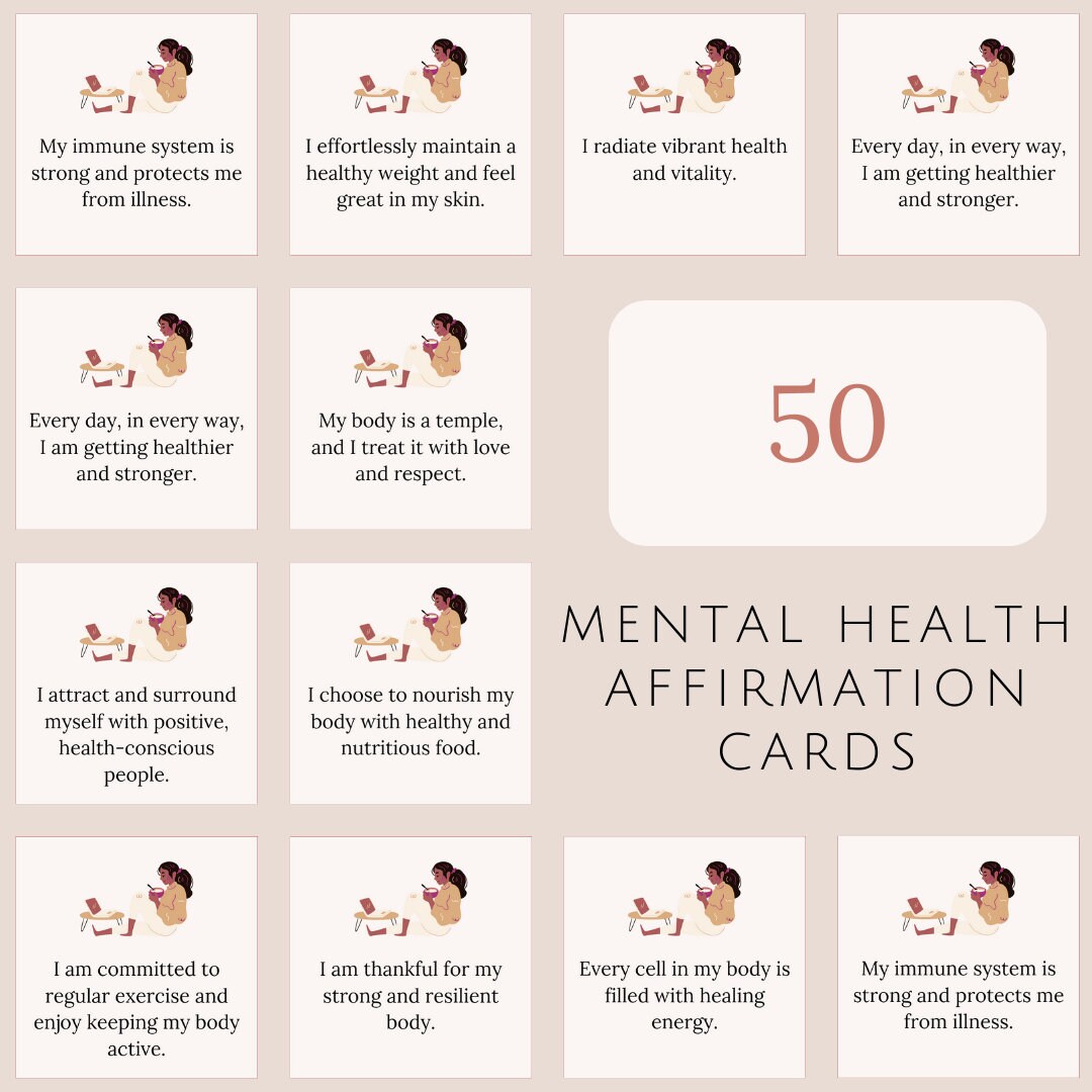 50 Mental Health Affirmation Cards, Mental Health Gift, Daily ...