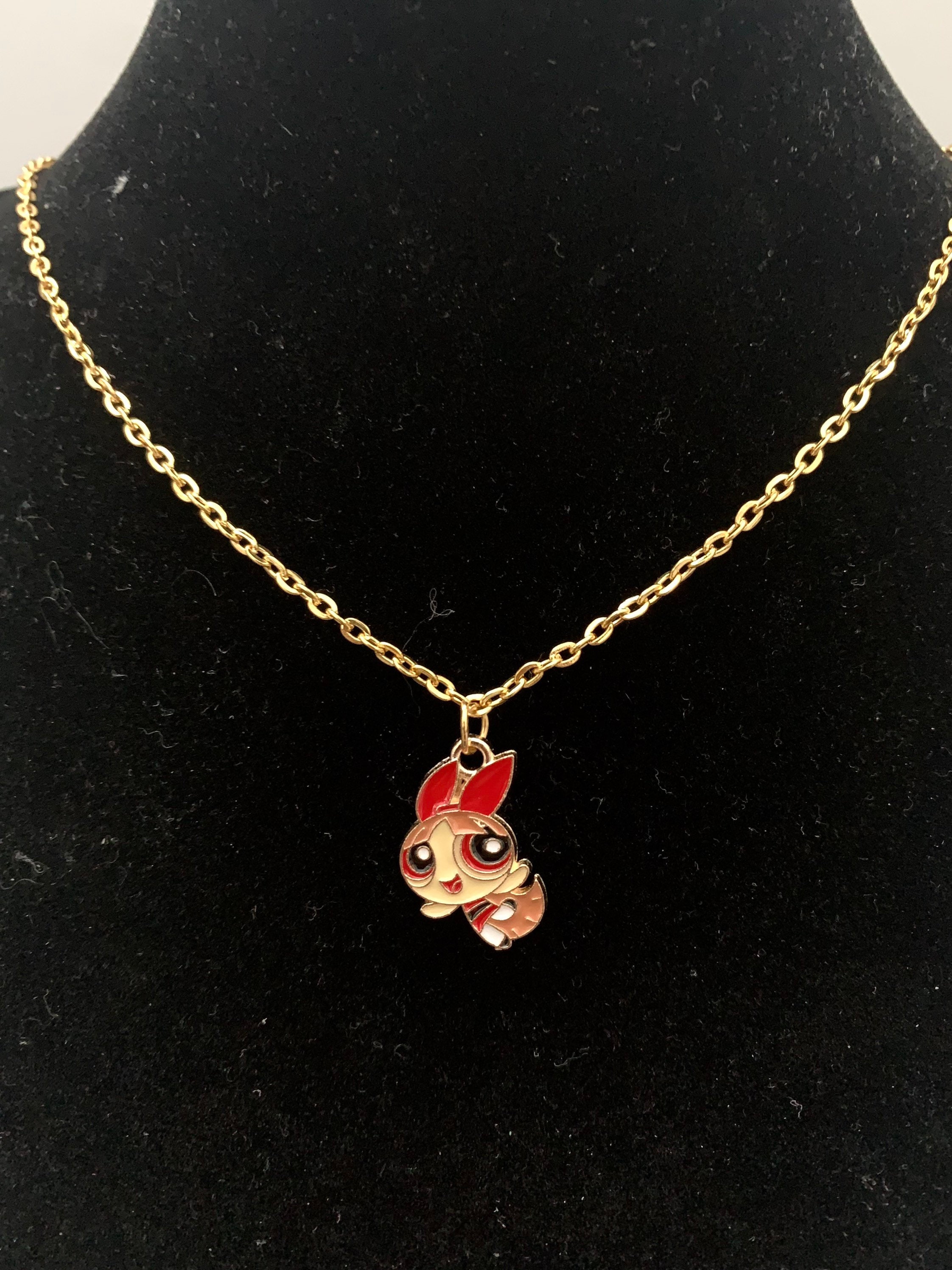Blossom Powerpuff Girls Necklace Gold Kawaii - Etsy