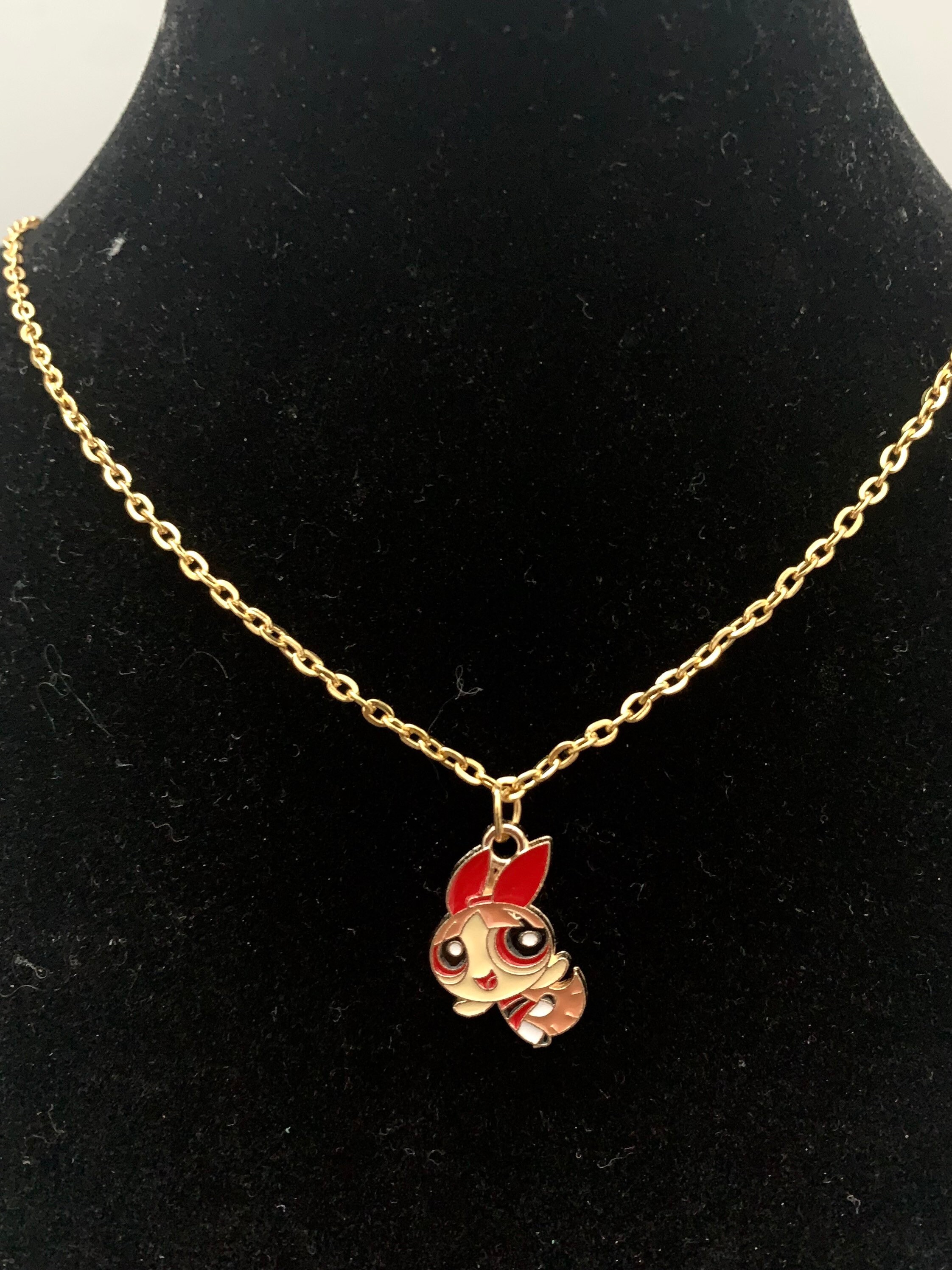 Blossom Powerpuff Girls Necklace Gold Kawaii - Etsy