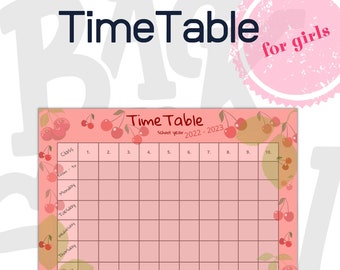 Girls Timetable - Etsy