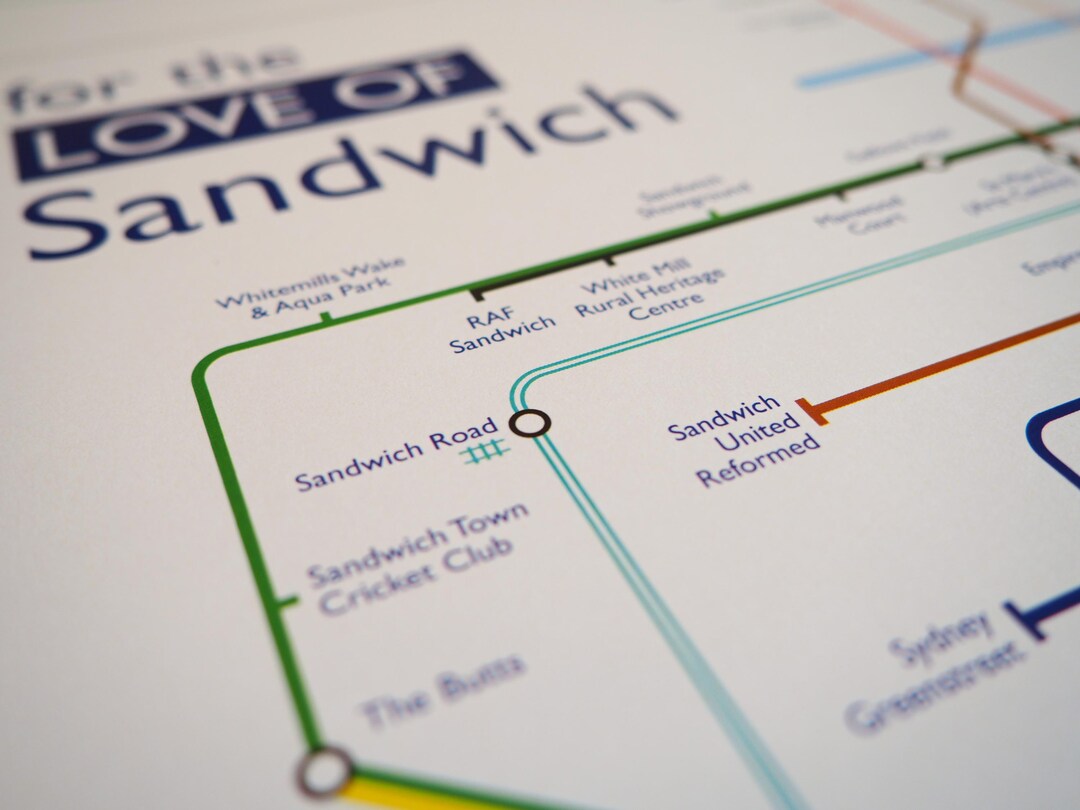 Sandwich Underground Tube Map Print "for the Love of Sandwich" - Etsy