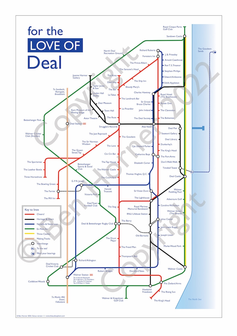Deal Underground Tube Map Print for the Love of Deal - Etsy UK