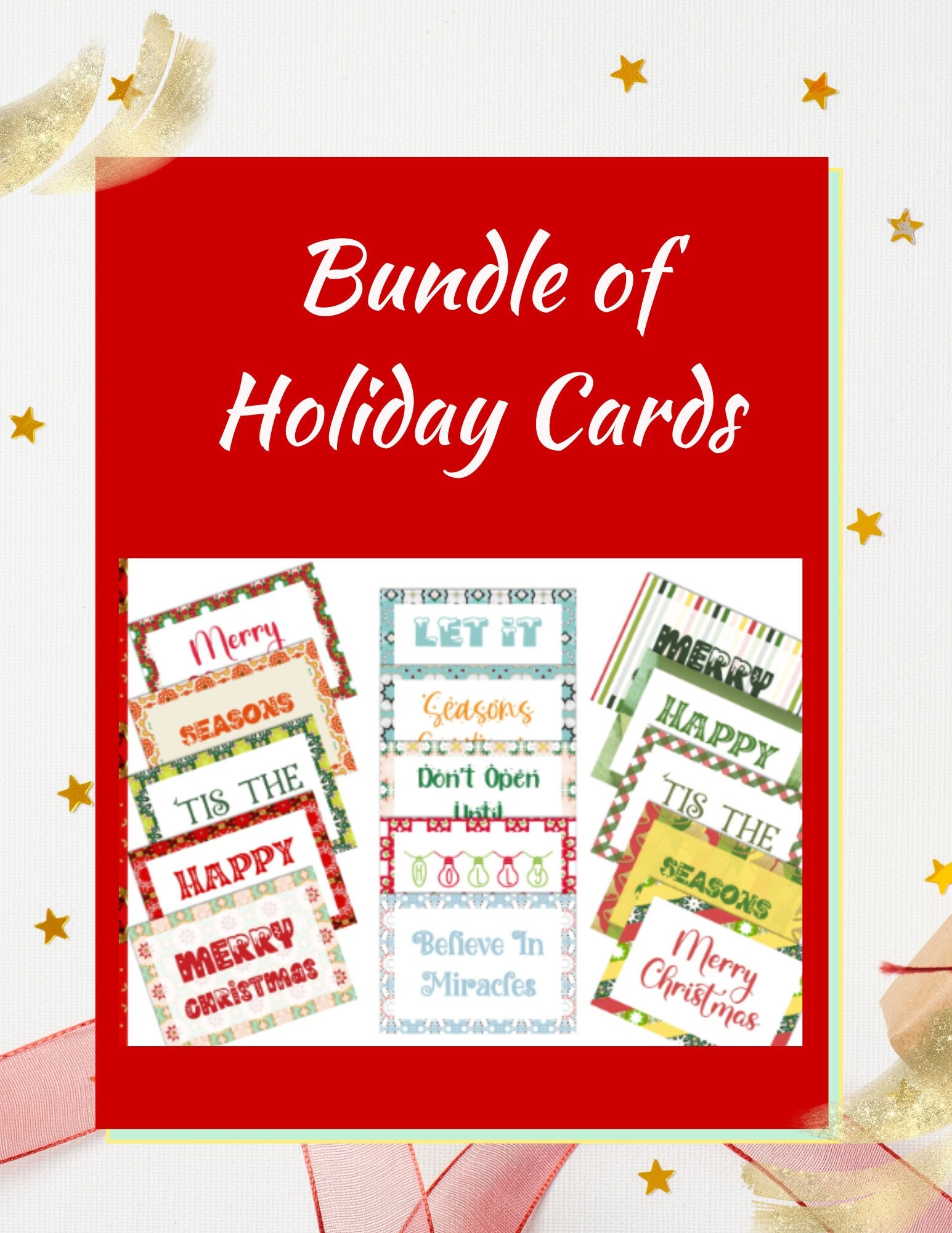 Printable Christmas Cards Holiday Card Bundle Digital File Instant ...