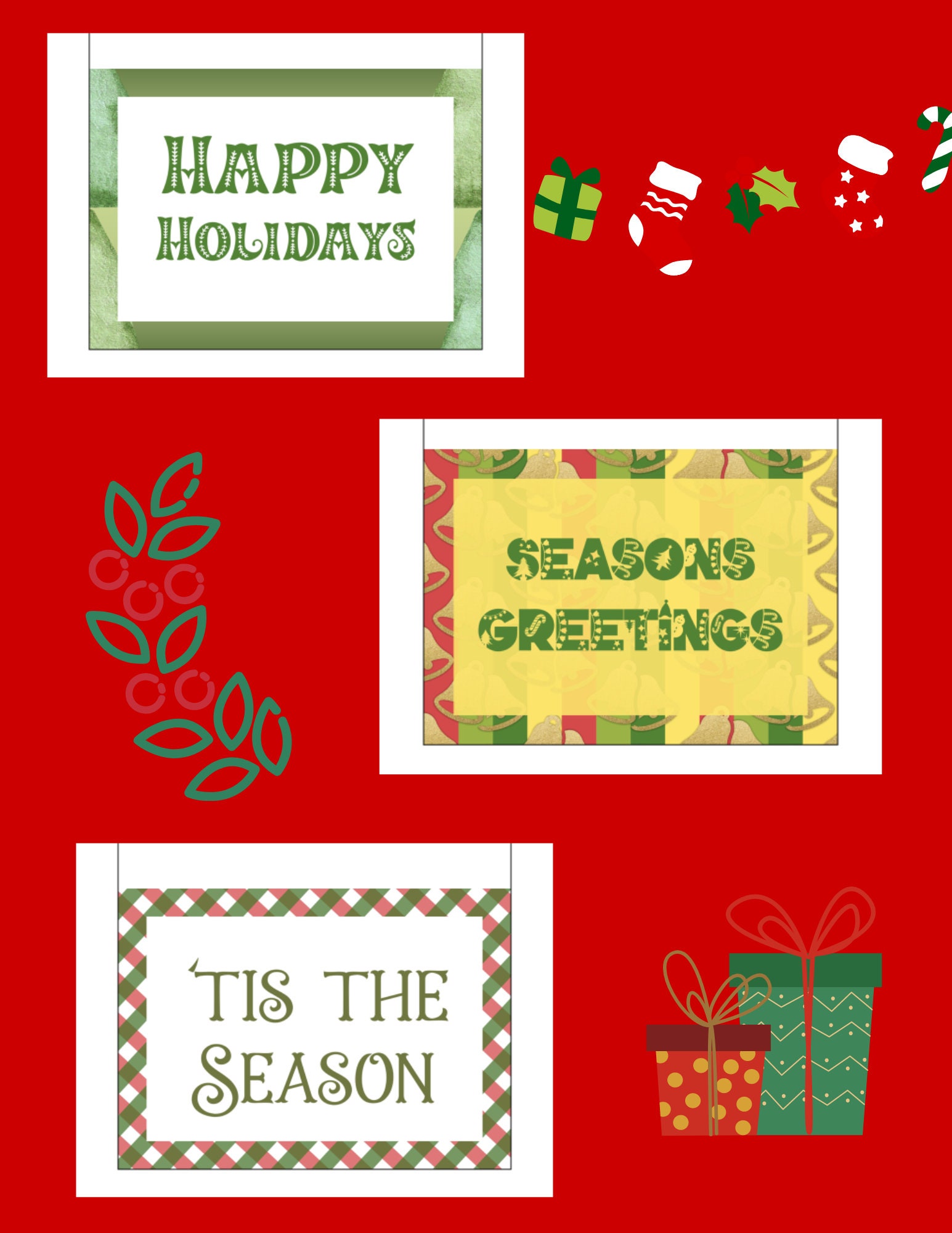Printable Christmas Cards Holiday Card Bundle Digital File Instant ...