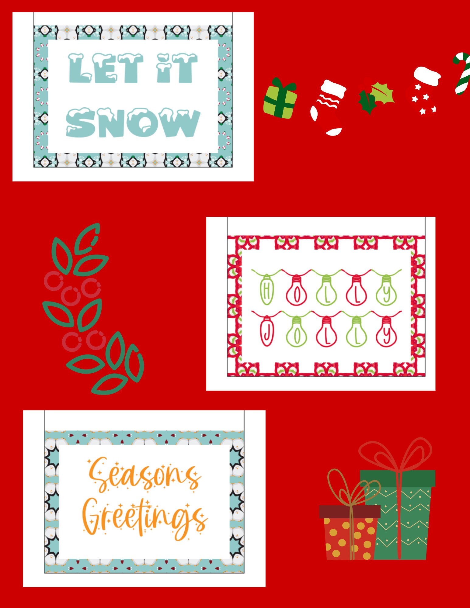 Printable Christmas Cards Holiday Card Bundle Digital File Instant ...