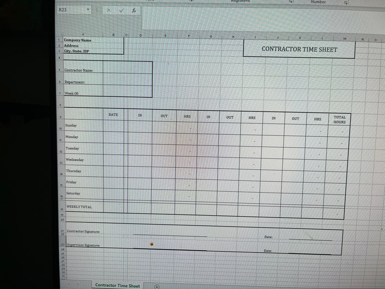 Contractor Time Sheet - Etsy