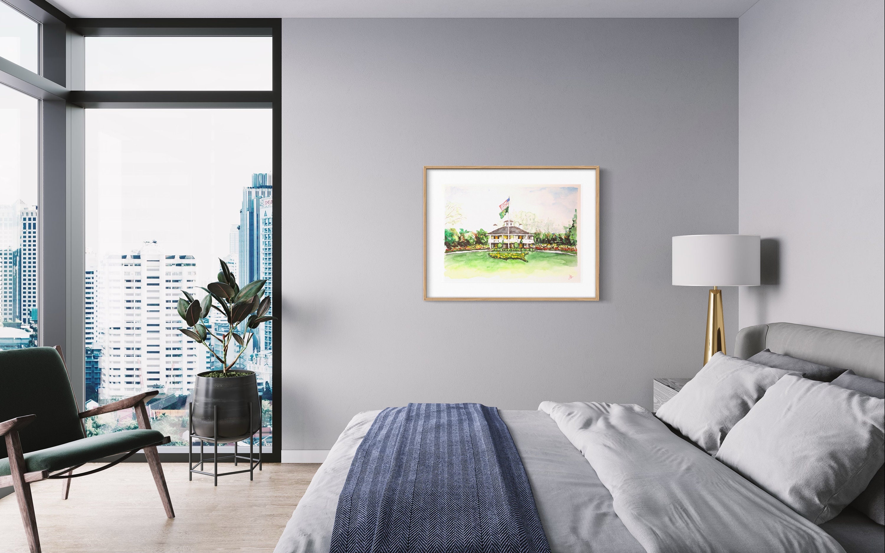 Augusta National Clubhouse Watercolor Painting | Digital Download ...