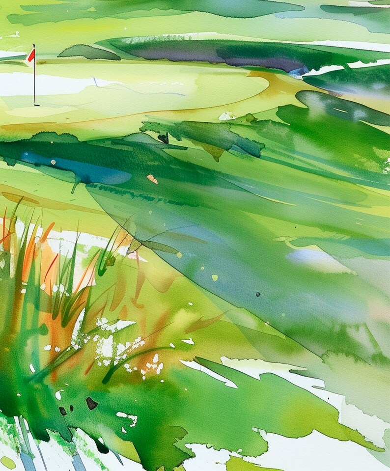 Instant Download Watercolor Print - Golfing at Sunrise - 8x10 Digital ...