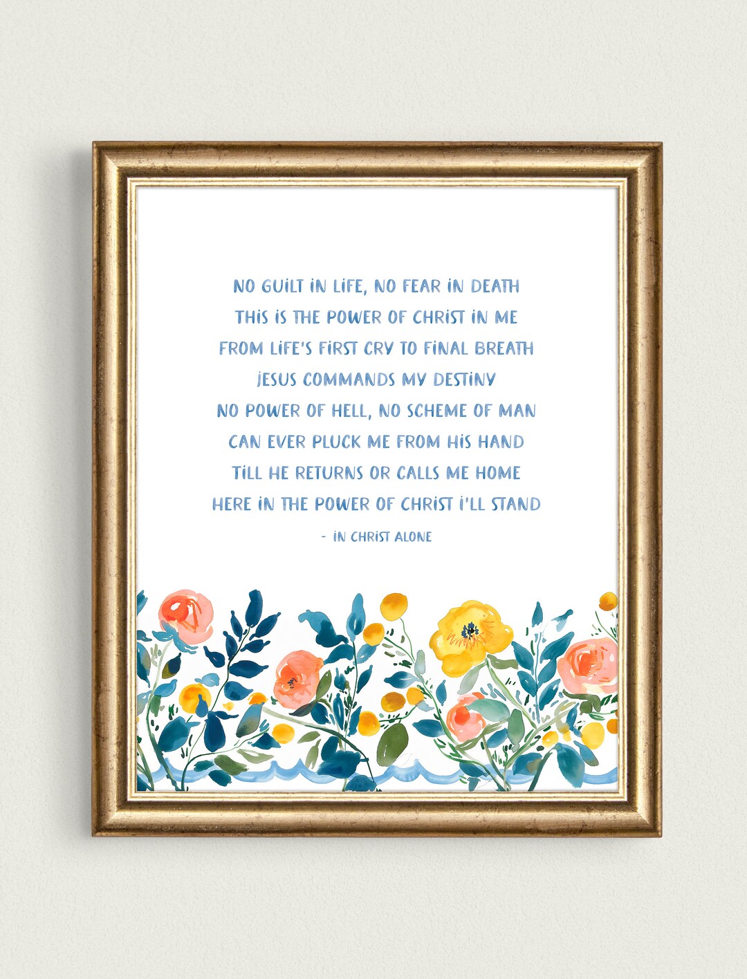 In Christ Alone Inspirational Art Print - Instant Download - Watercolor ...
