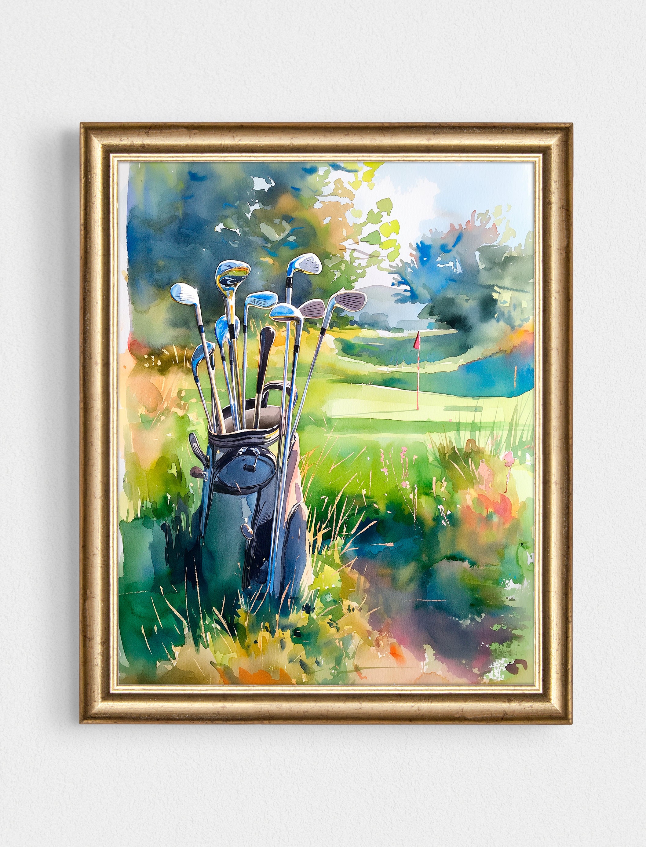 Instant Download Watercolor Print - Golf Bag on the Green - 8x10 ...
