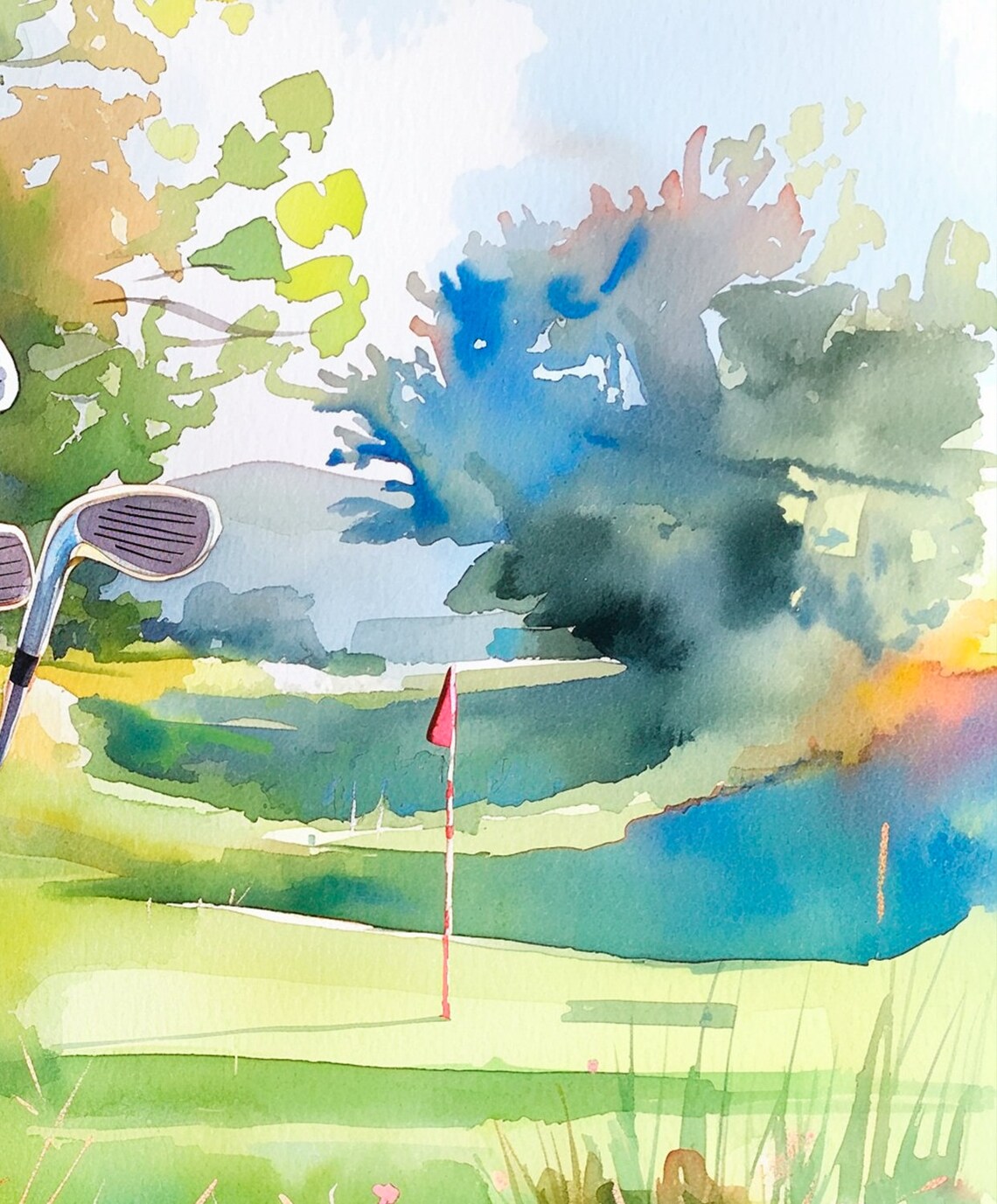 Instant Download Watercolor Print - Golf Bag on the Green - 8x10 ...