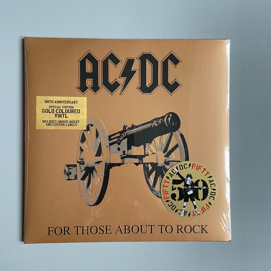 AC/DC for Thise About to Rock Album Rare 50th Anniversary Gold Vinyl ...