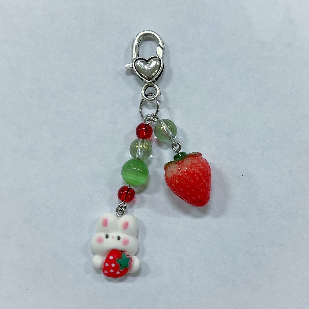 Cute Strawberry Keychain - Etsy