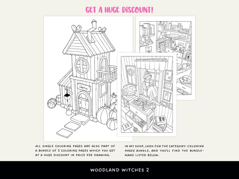 Witch House Coloring Page • Digital and Printable Witchy Fantasy ...