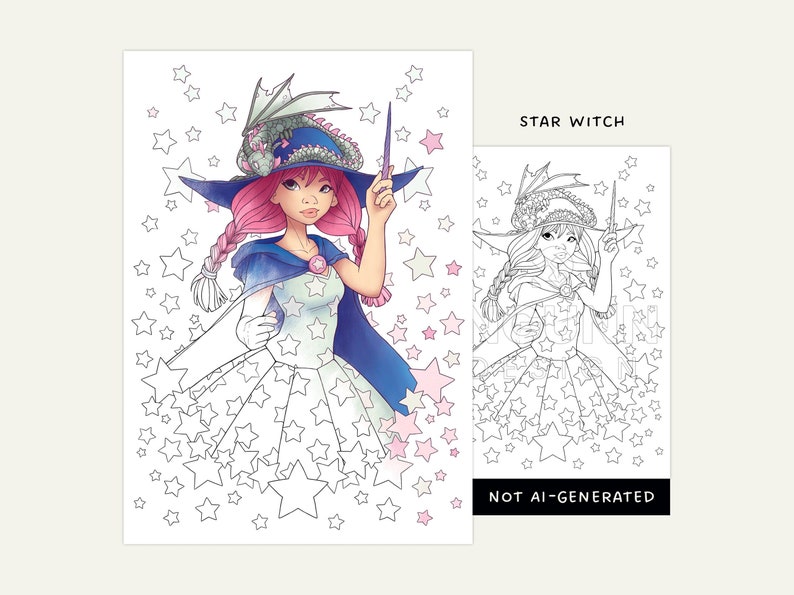 Printable Adult Coloring Page Cute Witch Coloring Sheet - Etsy