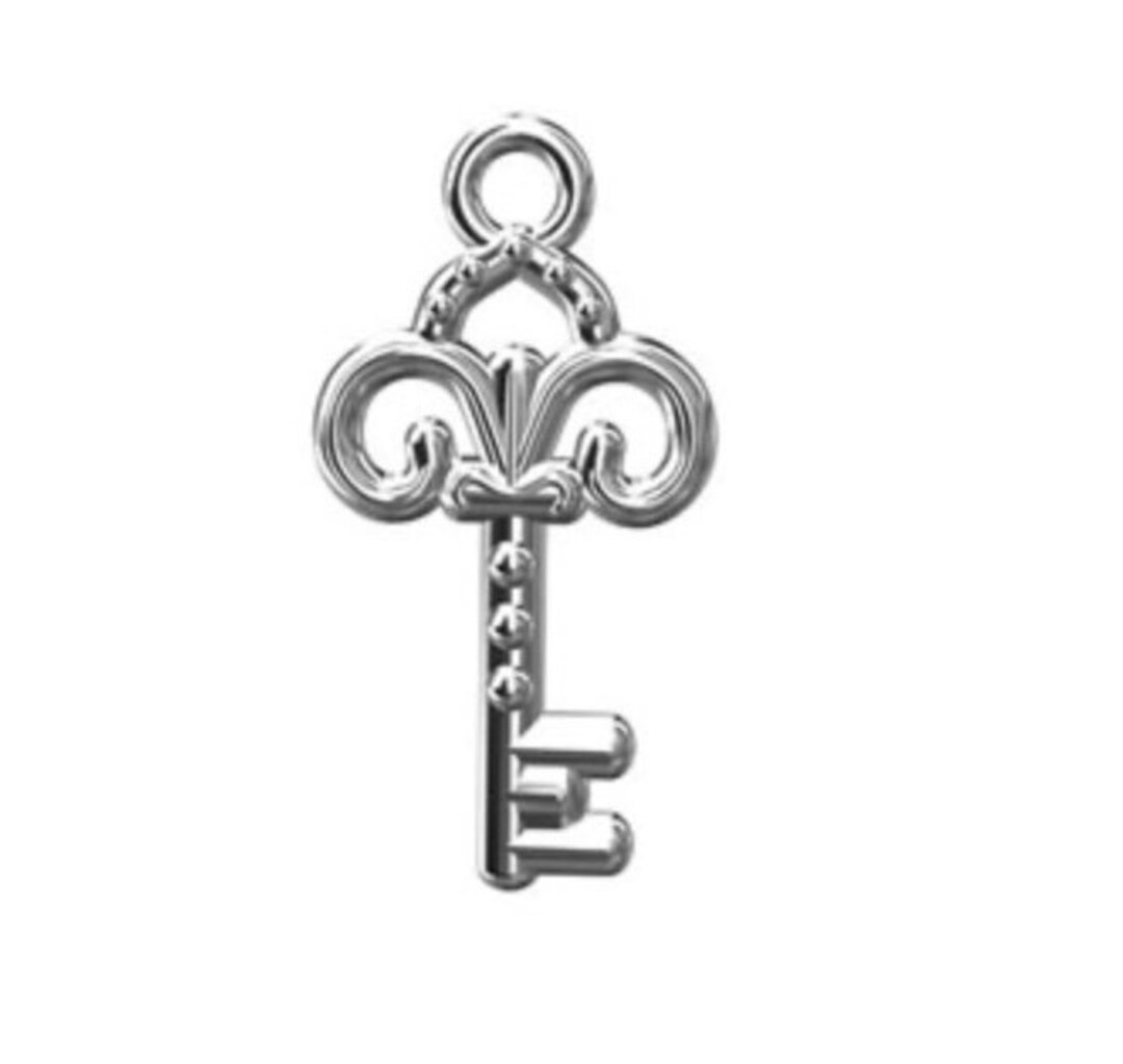 Sterling Silver Filigree Key Symbol Charm - Etsy