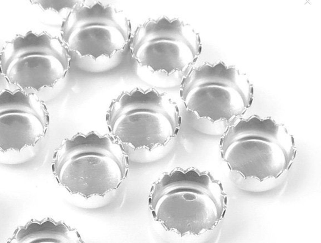 Sterling Silver Serrated Bezel Cups - Various Sizes Available - Etsy