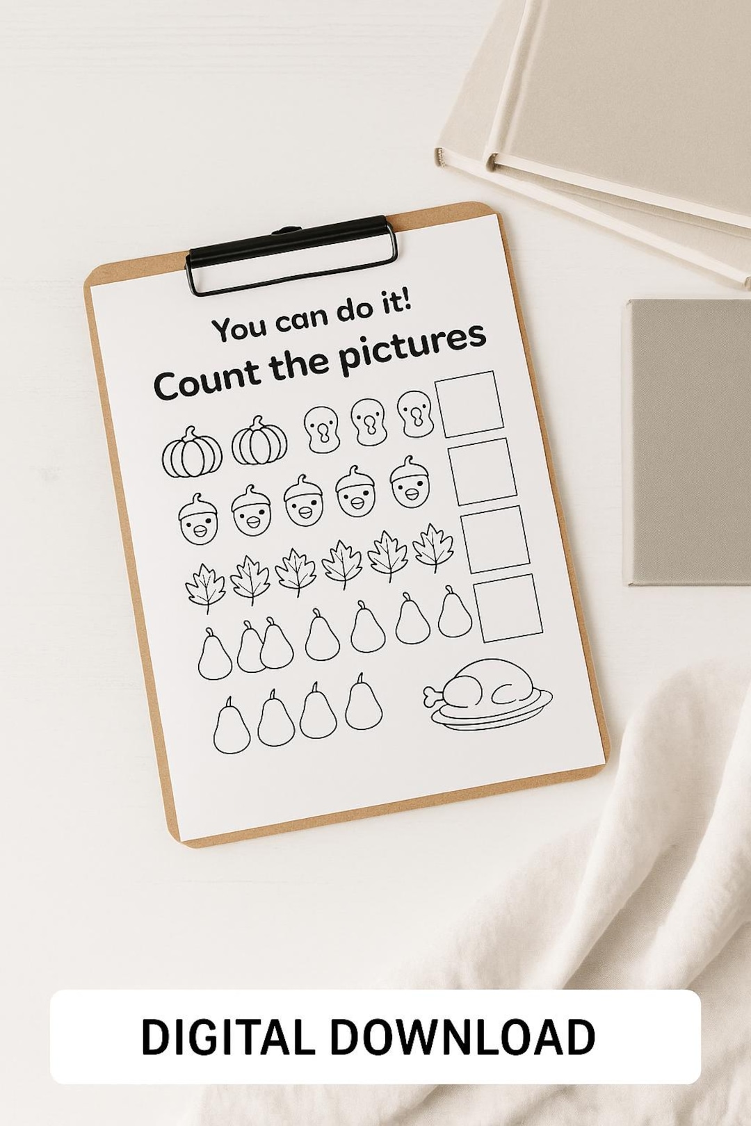 Thanksgiving Counting Worksheet | Preschool Fall Math Activity | Kids ...