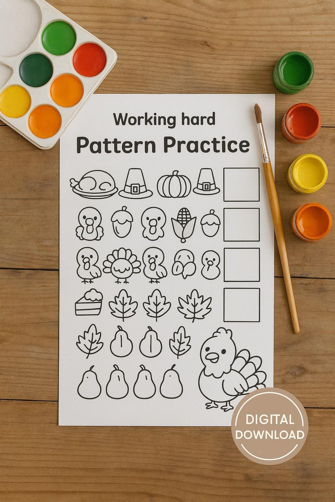 Thanksgiving Pattern Practice Worksheet | Fall Sequencing Activity ...