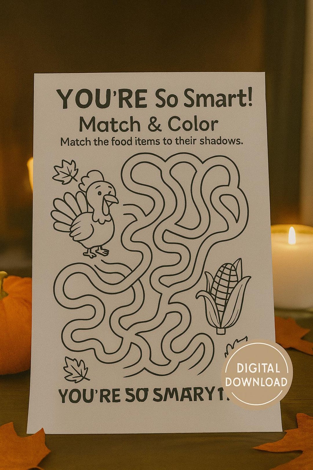 Thanksgiving Turkey Maze Printable | Fall Activity Game (PDF) - Etsy