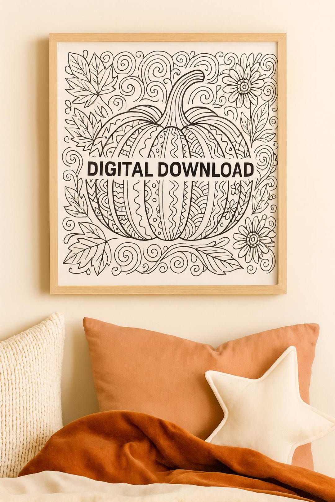 Pumpkin Mandala Coloring Page, Fall Printable Art, Adult Mindfulness ...