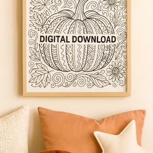 Pumpkin Mandala Coloring Page, Fall Printable Art, Adult Mindfulness ...